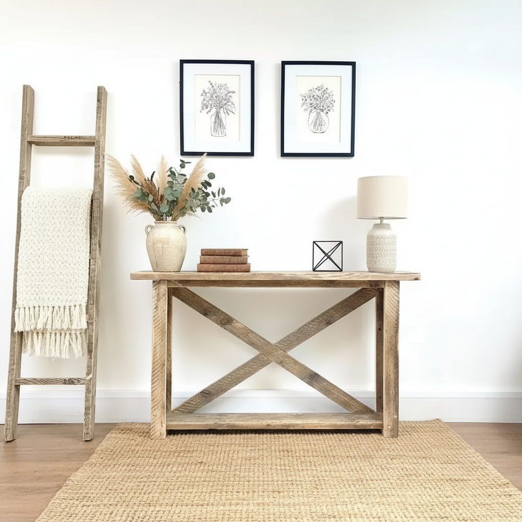 Winford Solid Wood Reclaimed Console Table with Storage – Rustic Dreams