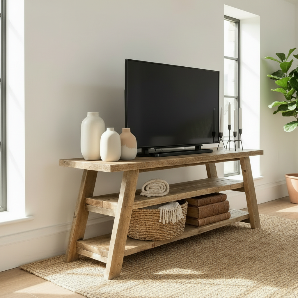 Yarmouth Handmade Reclaimed Wood Tv Unit with Storage – Rustic Dreams