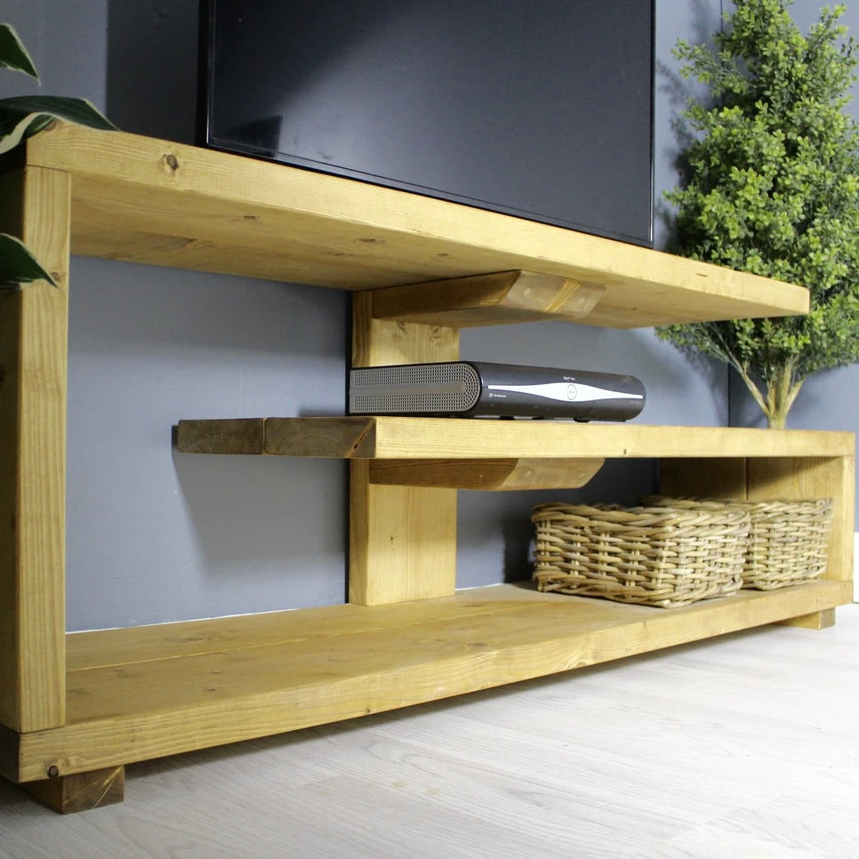 Bramshaw Solid Wood Rustic Handmade Tv Unit – Rustic Dreams